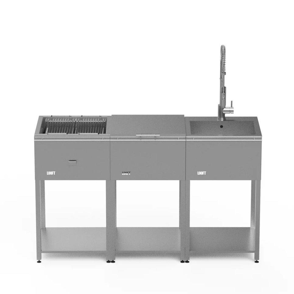Buitenkeuken, compleet met houtskoolgrill, werkbank en spoelbak – Looft ...